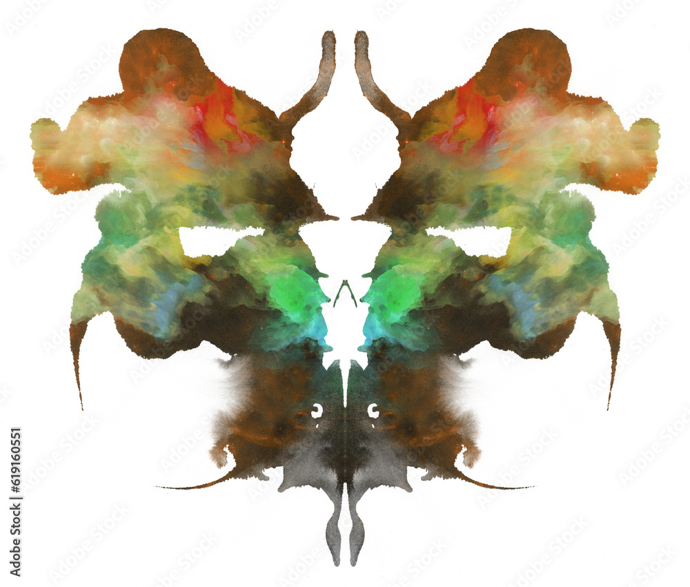 Colorful Rorschach Inkblot Test Illustration Isolated on Transparent ...
