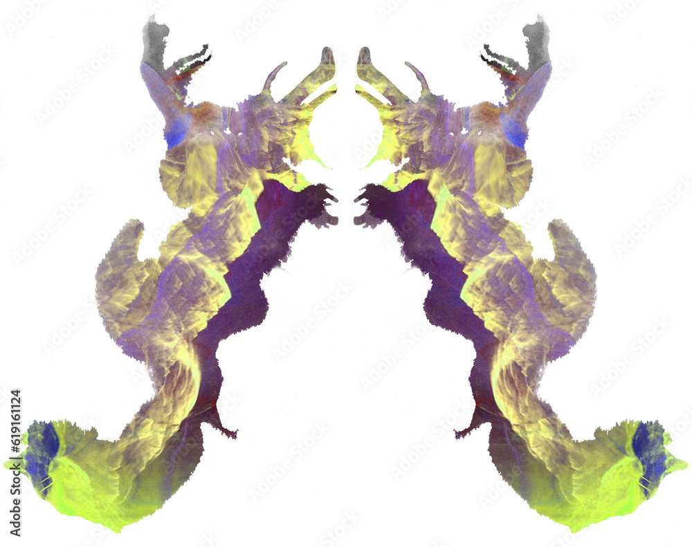 Colorful Rorschach Inkblot Test Illustration Isolated on Transparent ...