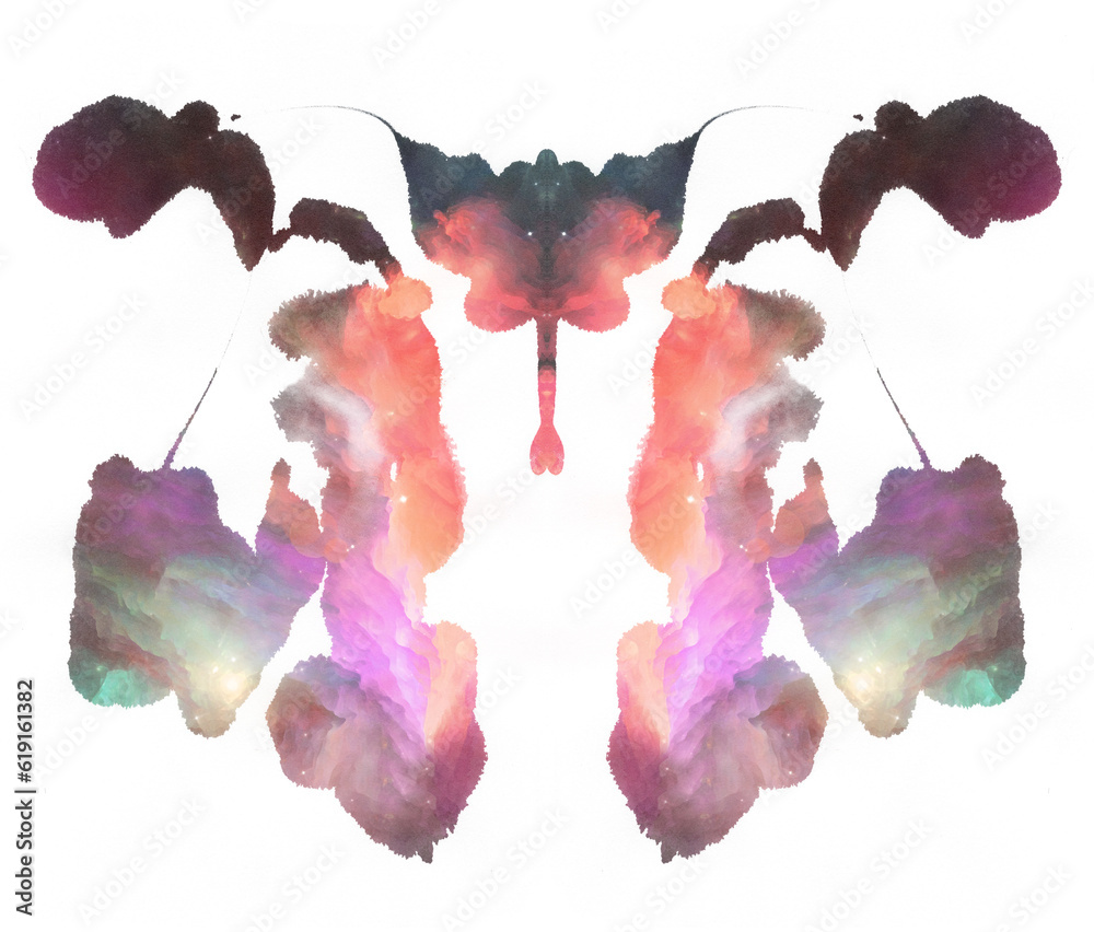 Colorful Rorschach Inkblot Test Illustration Isolated on Transparent ...