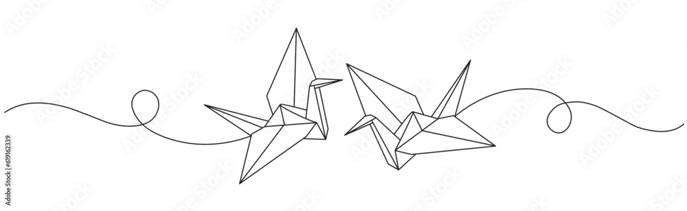 Crane origami line art vector illustration Stock Vector | Adobe Stock