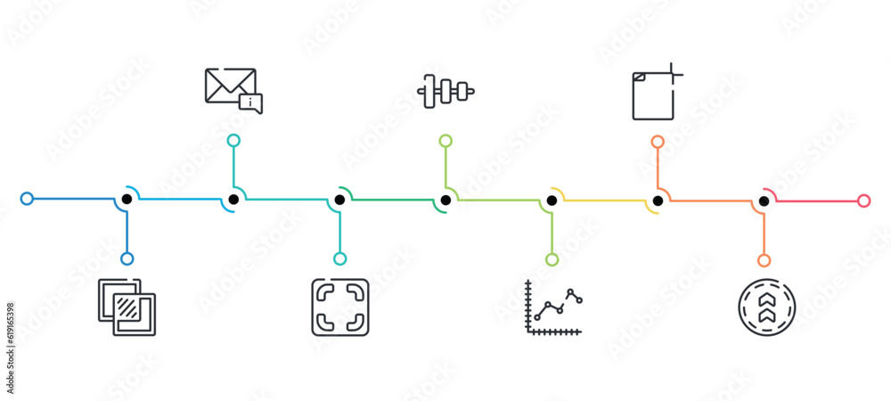 set of user interface outline icons with infographic template. thin line icons included artboard ...