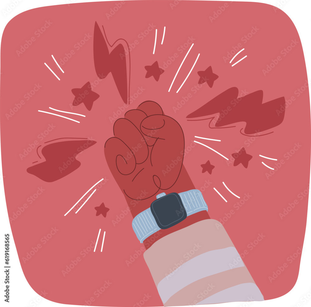 Cartoon illustration of Fist clenched symbol. Power, strength Stock ...