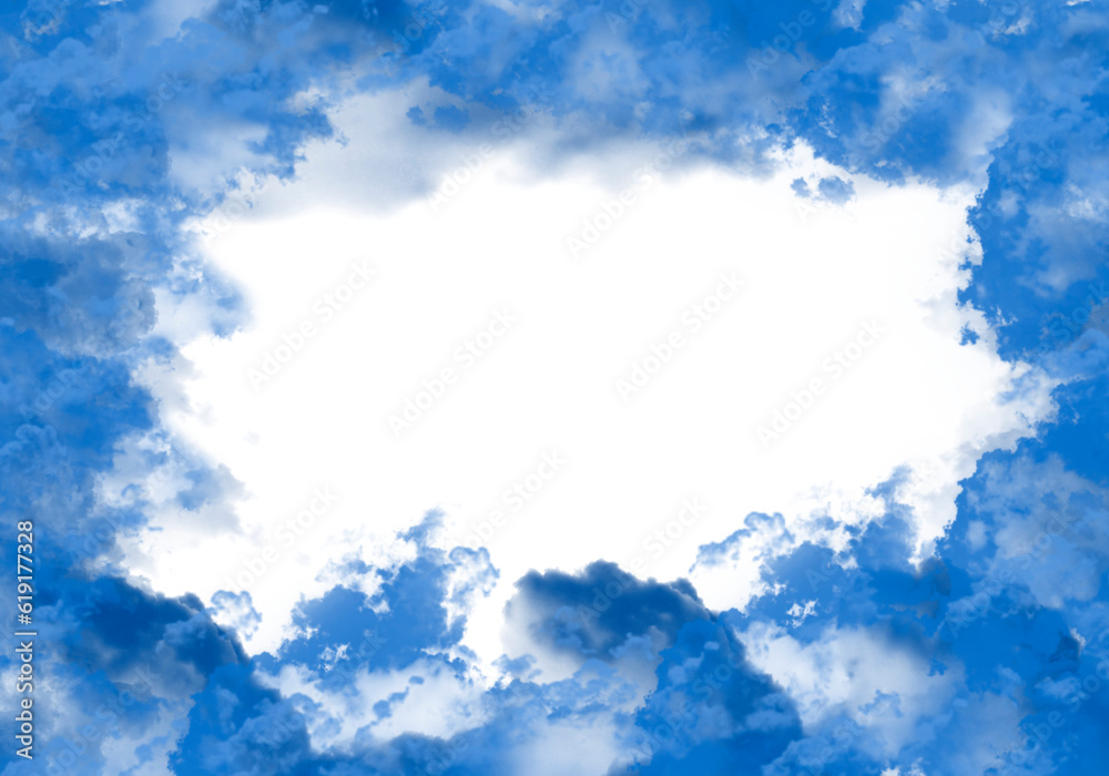 Marco de nubes azules en fondo transparente. ilustración de Stock ...