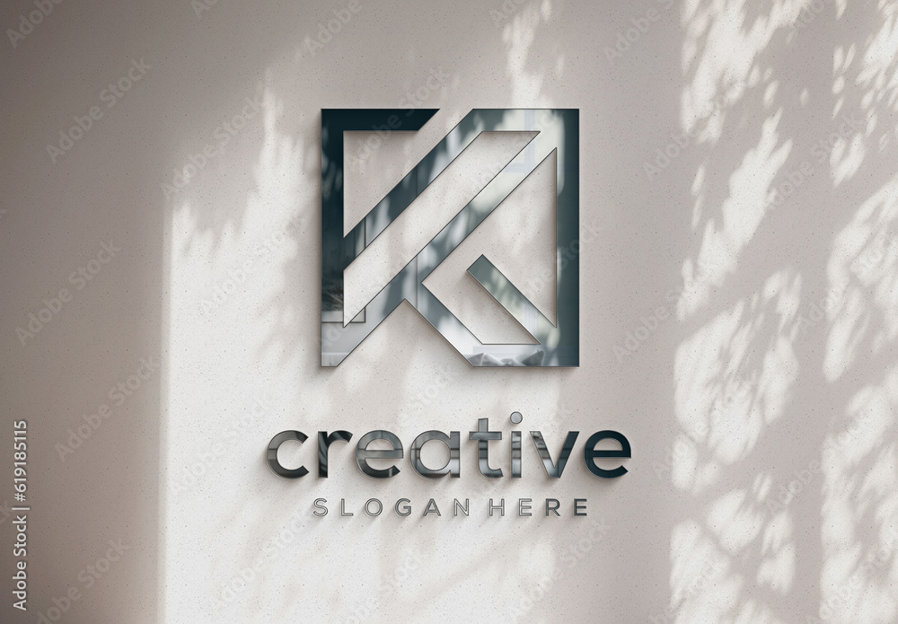 Reflecting Logo on Office Wall Mockup Stock Template | Adobe Stock