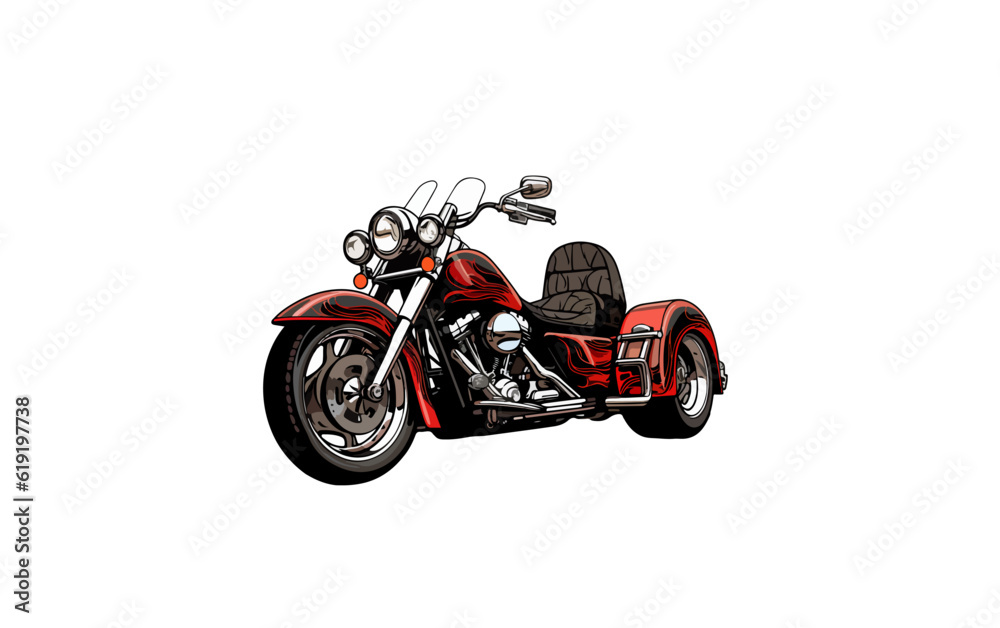 Tricycle motorcycle vector illustration isolated on white background ...