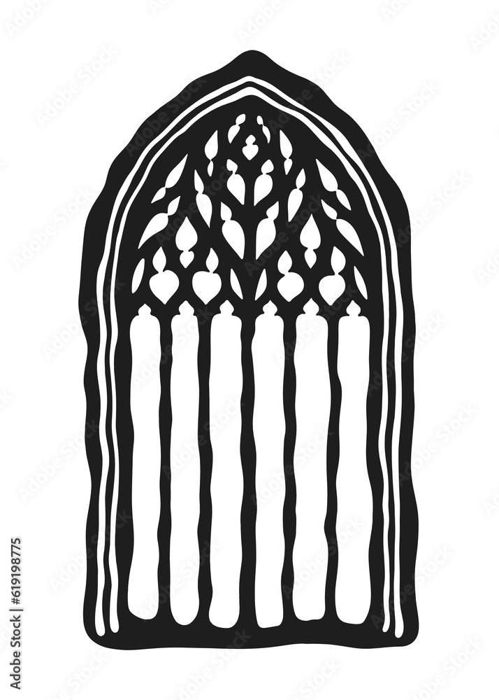 Flamboyant / flowing gothic window tracery stylized drawing ...