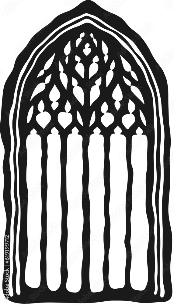 Flamboyant / flowing gothic window tracery stylized vector ...