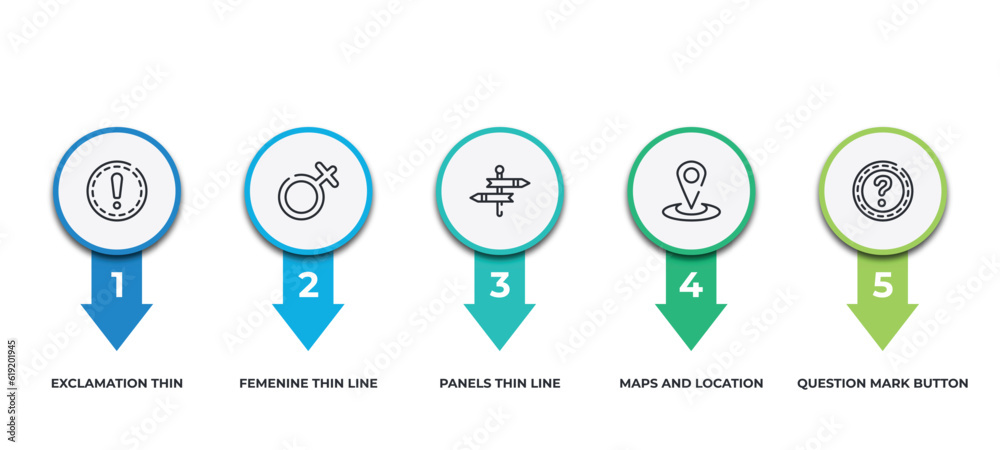 set of signs outline icons with infographic template. thin line icons ...