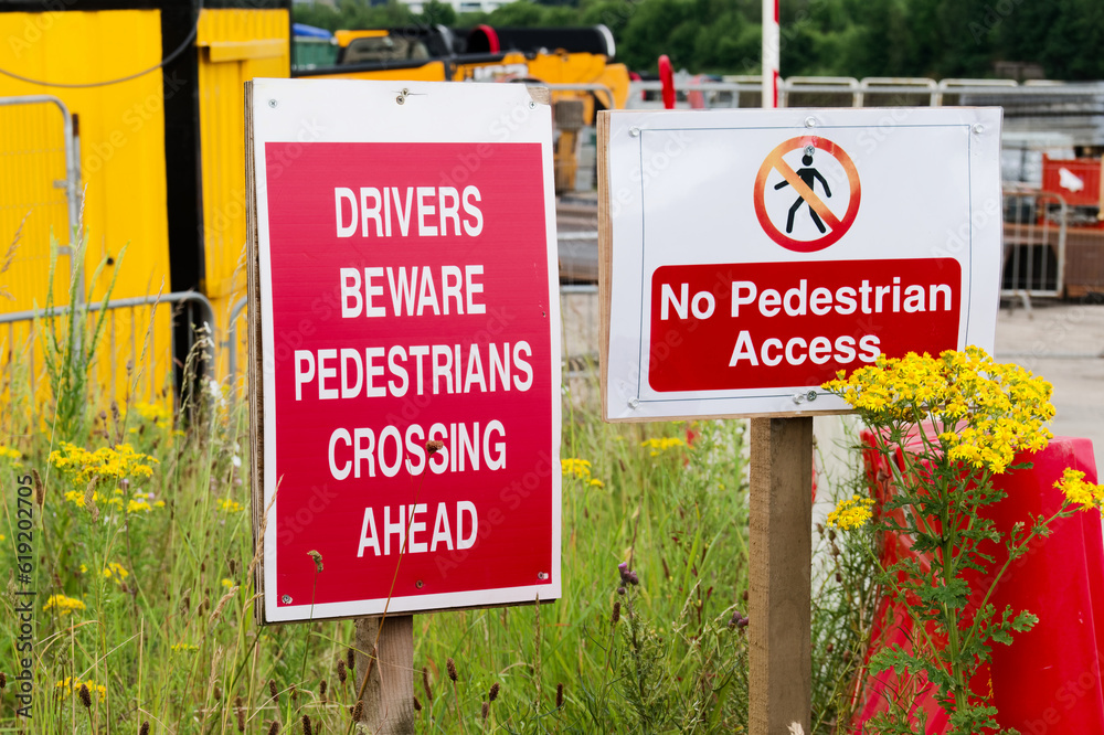 Construction site health and safety message rules sign board signage on ...