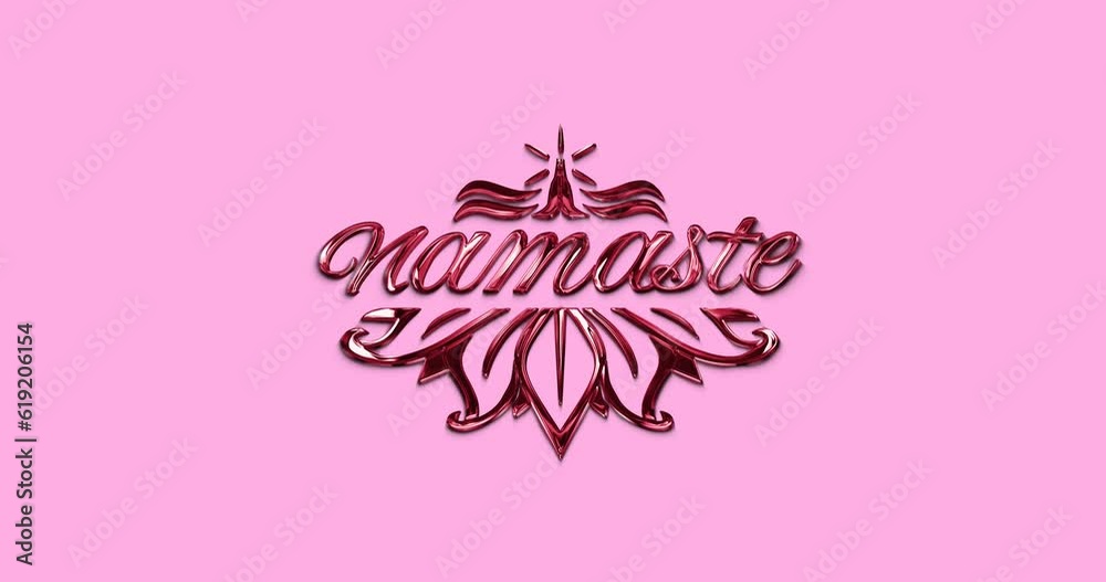 Namaste text Animation. Handwritten modern typography in red shiny on ...