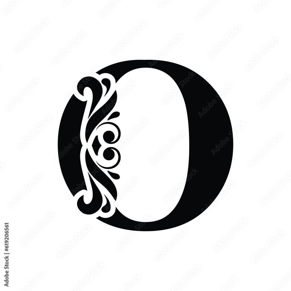 capital letter O. Black flower alphabet. Beautiful capital letters with ...