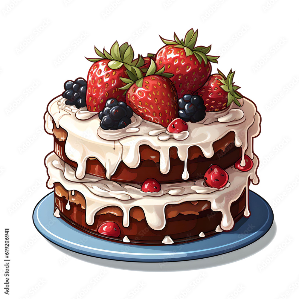 Birthday cake, Strawberry cake, Cake with fruits, A two-layer cake,two ...