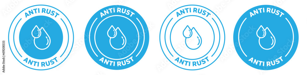 Anti rust icon set. Anti oxidation symbol. Rust resistant emblem set ...