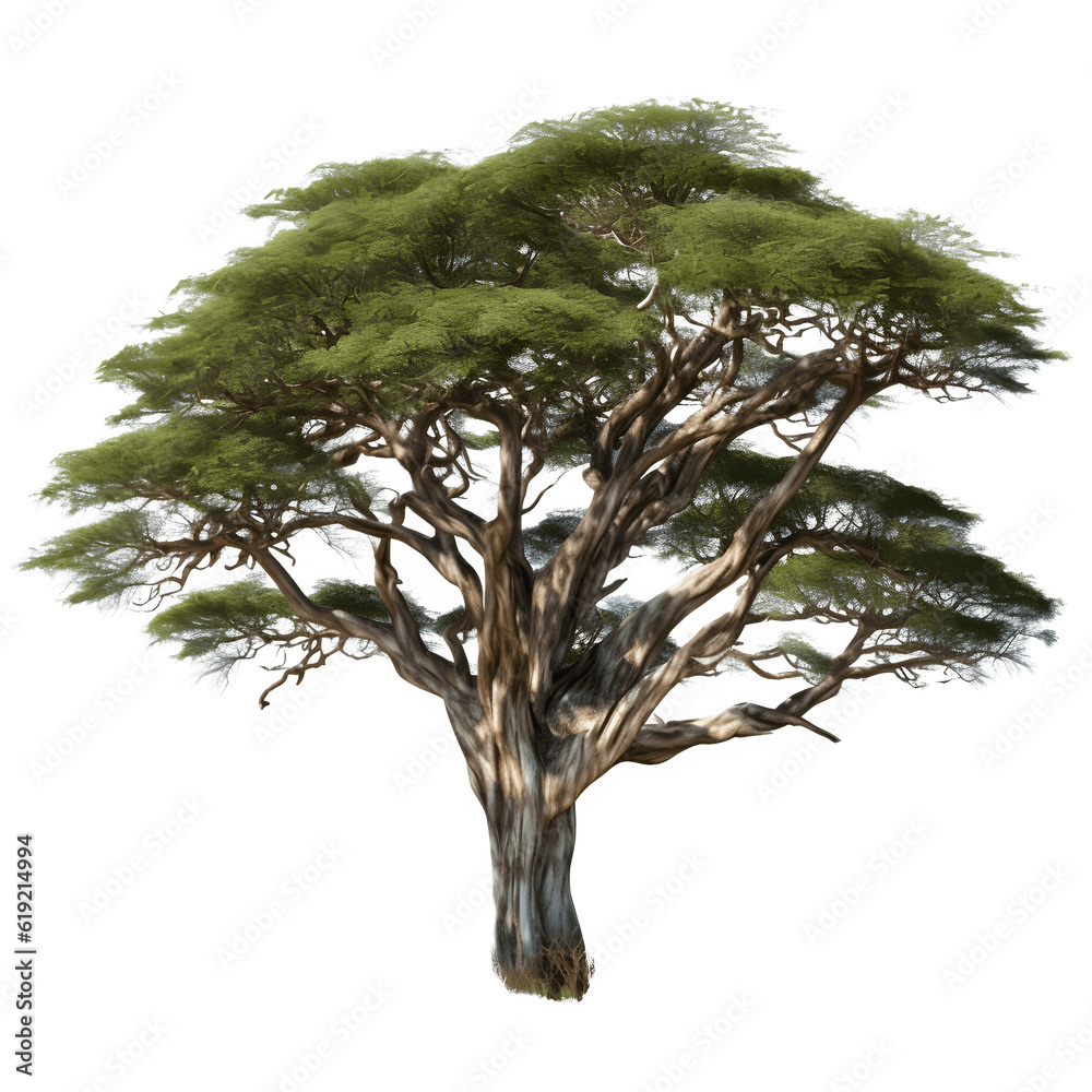 Acacia Tree, detailed front view of tree on transparent background, png ...
