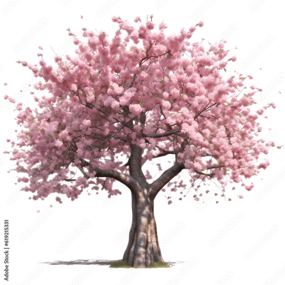 Sakura Tree, detailed front view of tree on transparent background, png ...
