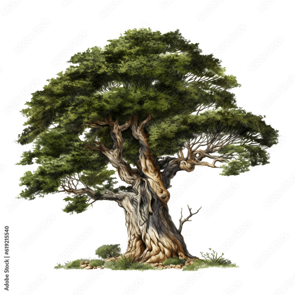 Yew Tree with greener leaves, detailed front view of tree on ...