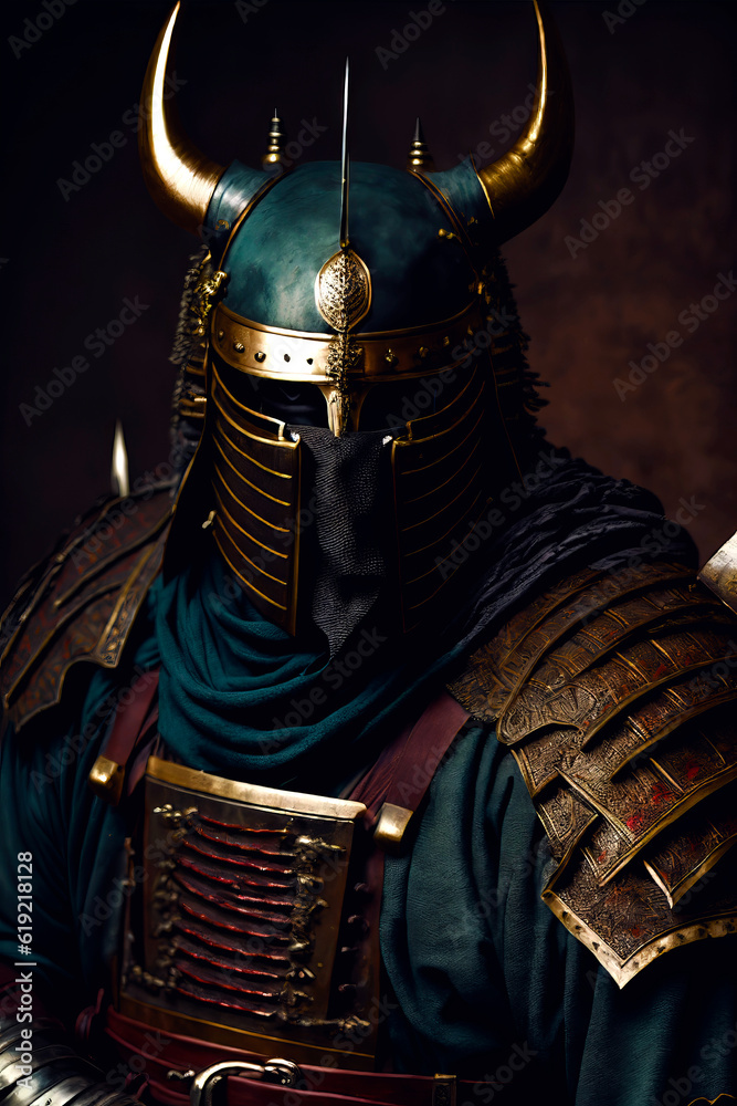 Japanese samurai in military armor, in traditional samurai clothing ...