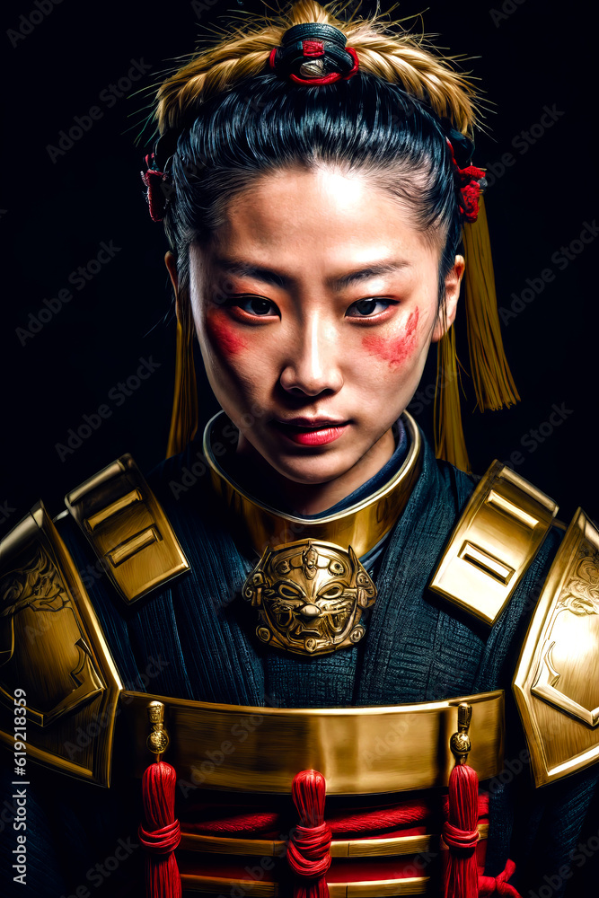 Japanese samurai in military armor, in traditional samurai clothing ...