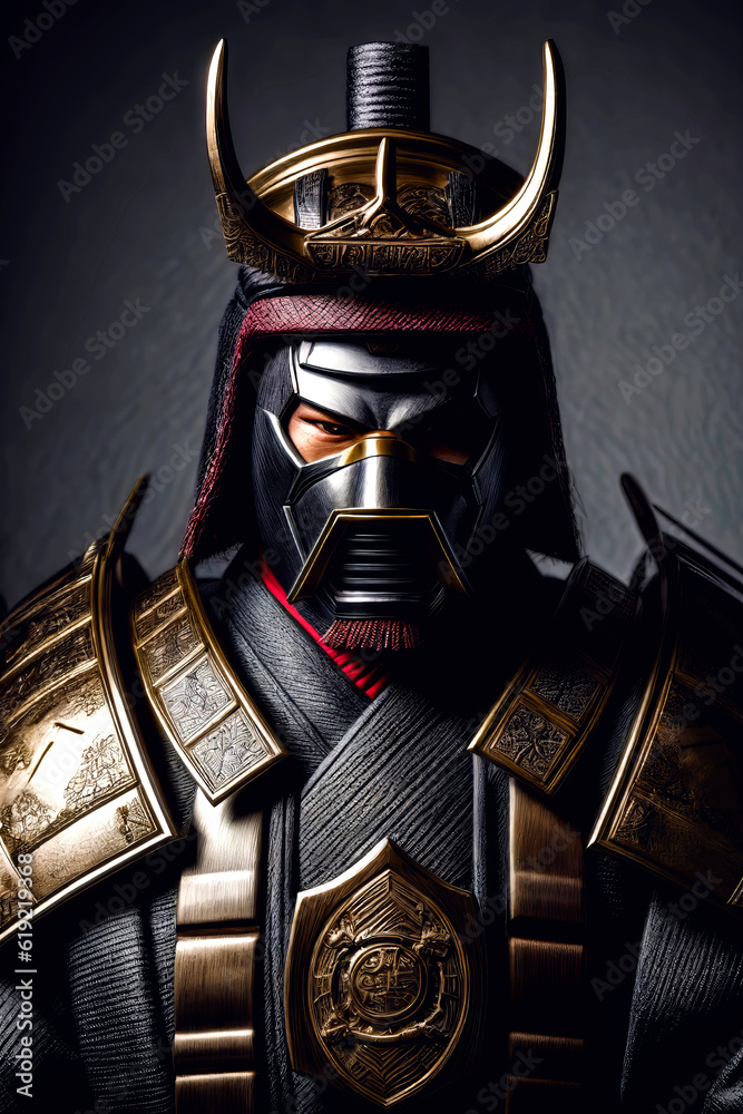 Japanese samurai in military armor, in traditional samurai clothing ...
