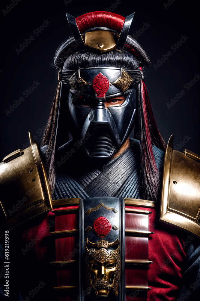 Japanese samurai in military armor, in traditional samurai clothing ...