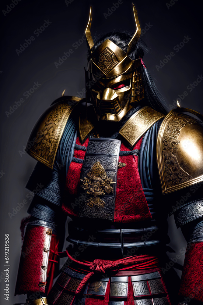 Japanese samurai in military armor, in traditional samurai clothing ...