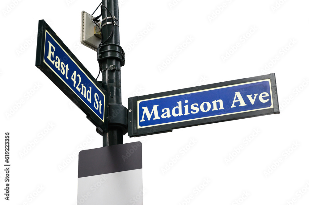 Madison Avenue and East 42nd Street steet signs in New York City ...
