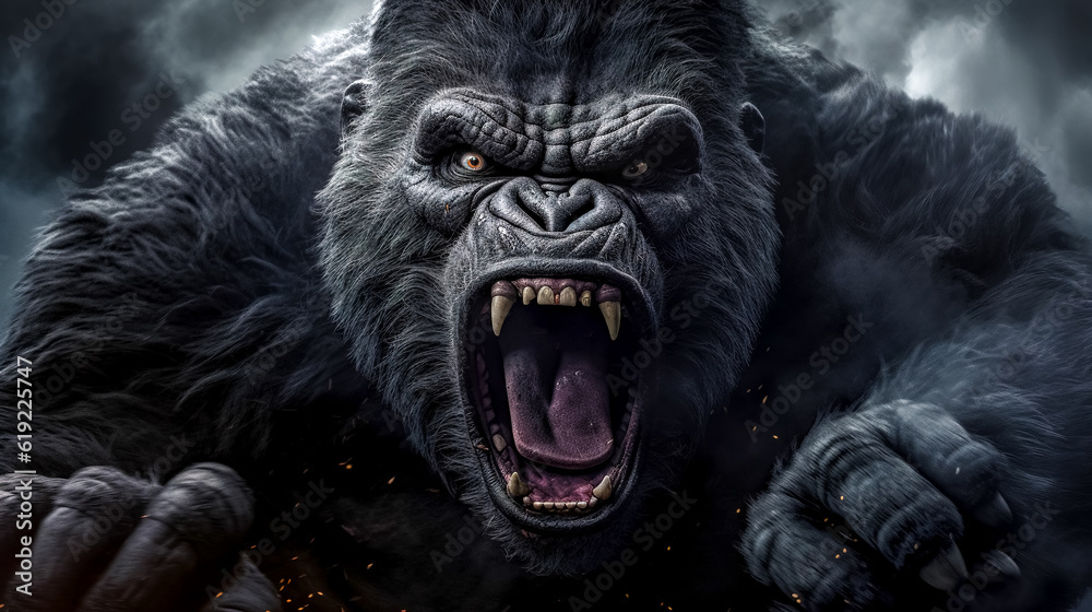 portrait of angry gorilla, furious animal, made with Generative AI ...
