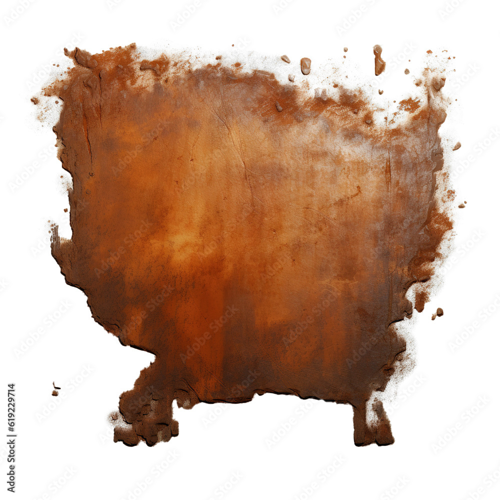 Brown rust metal stain over white isolated transparent background Stock ...