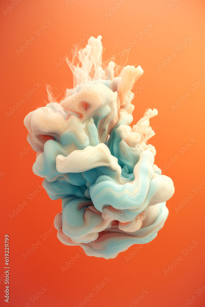 Generative AI illustration of mix of blue and white paint drops ...