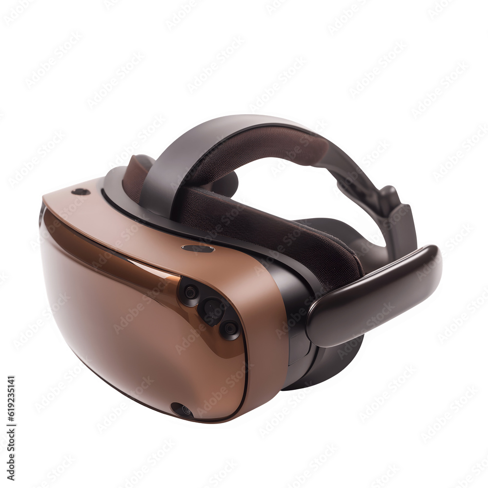 Virtual Reality helmet, VR headset, brown vr goggles on transparent ...
