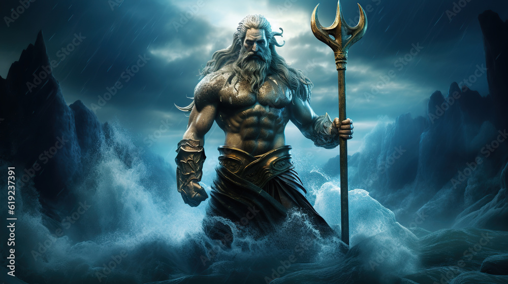 A beautiful image of Poseidon, the god of the seas. Olympian God. Greek ...