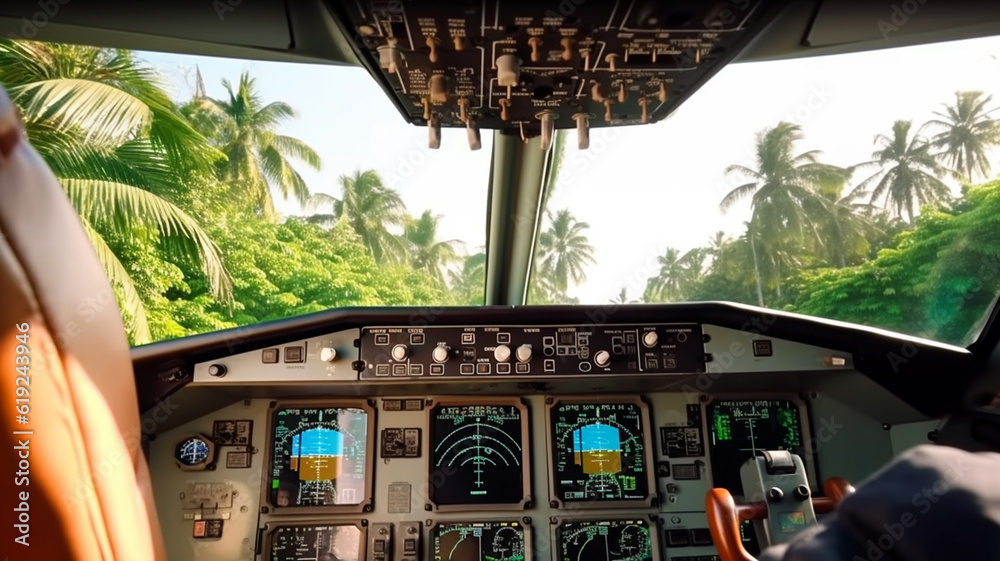 plane cockpit windshield swooping in plane crash in a jungle with lots ...