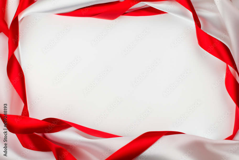 white background with texture and frame of red and white bicolor fabric ...