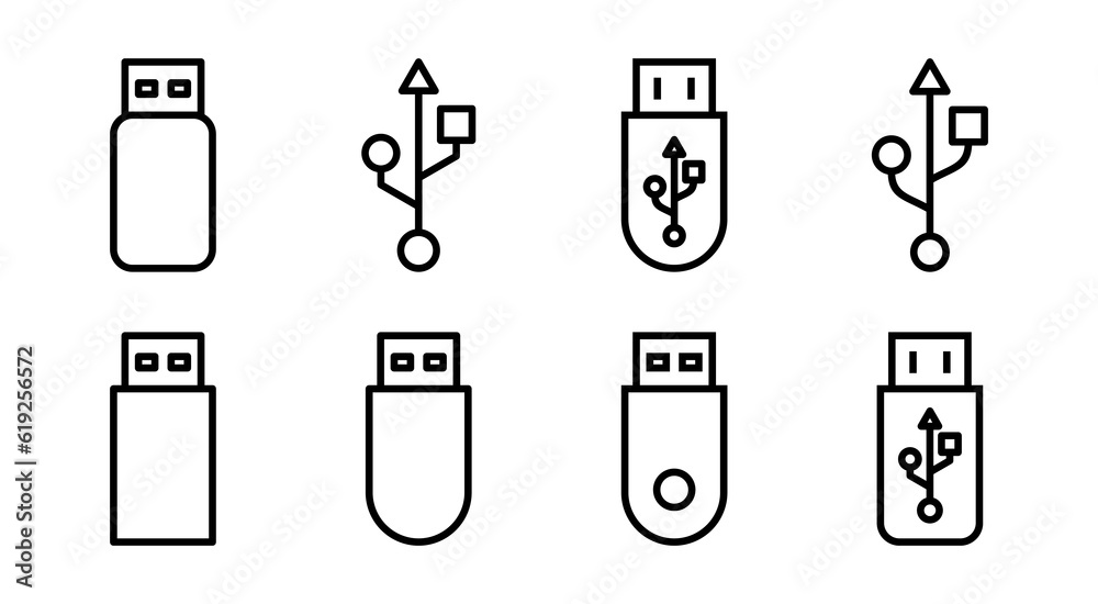 Usb icon set illustration. Flash disk sign and symbol. flash drive sign ...