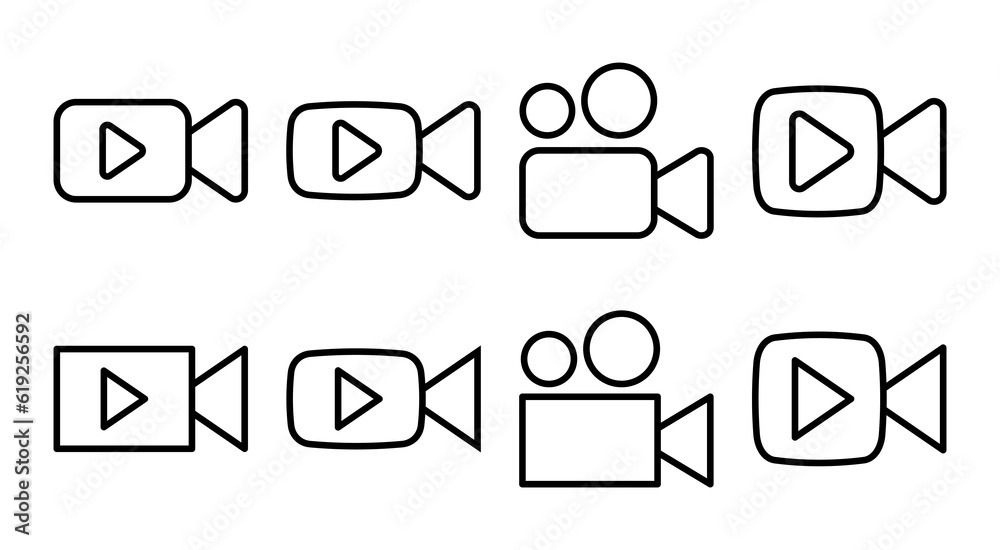 Video icon set illustration. video camera sign and symbol. movie sign ...