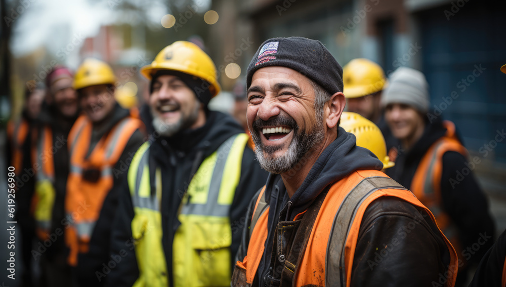 Building with a Smile: Construction Crew in Suits Grinning as They ...