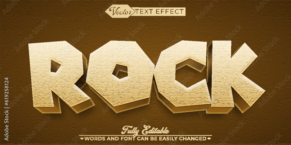 Cartoon Brown Rock Vector Editable Text Effect Template Stock Vector ...