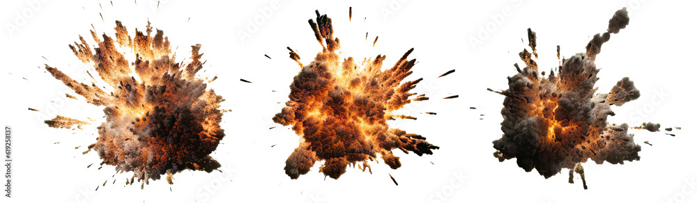 Set of explosion isolated on transparent background - Generative AI ...