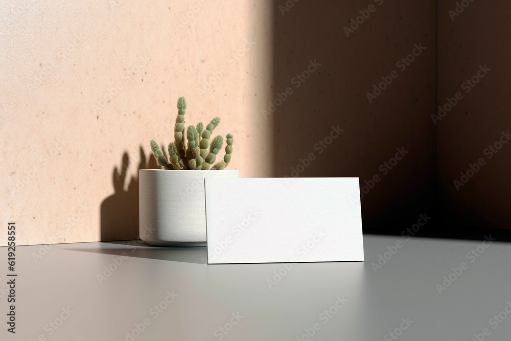 Mockup of a business visiting card, blank, with minimalist colors. Ai ...