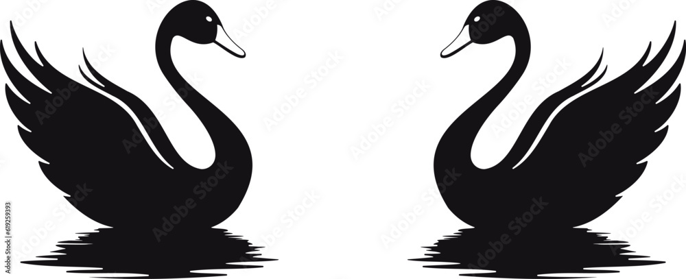 two swans on the lake vector design on dark background, Welcome banner ...