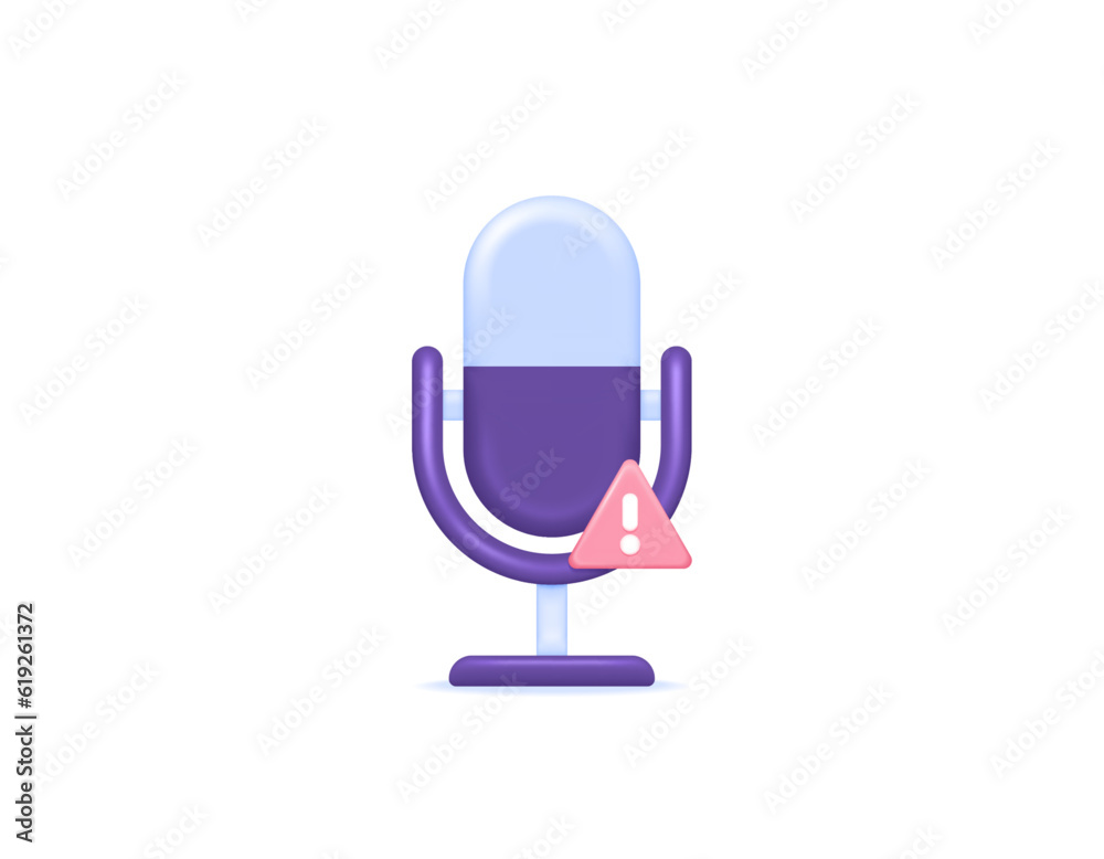 Microphone is error or microphone has problem. microphone and warning ...