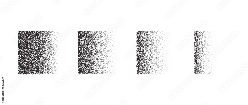 Fading gradient texture set. Black dotted square element collection ...