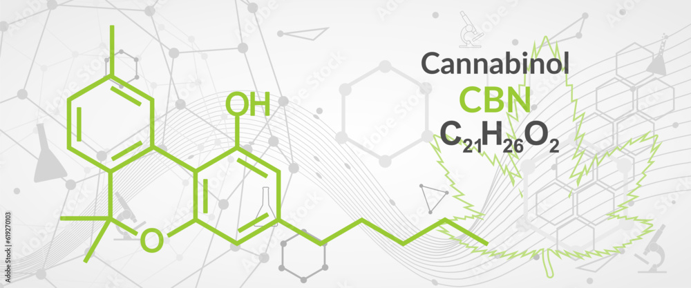 Cannabinol or CBN molecular structural chemical formula. Futuristic ...