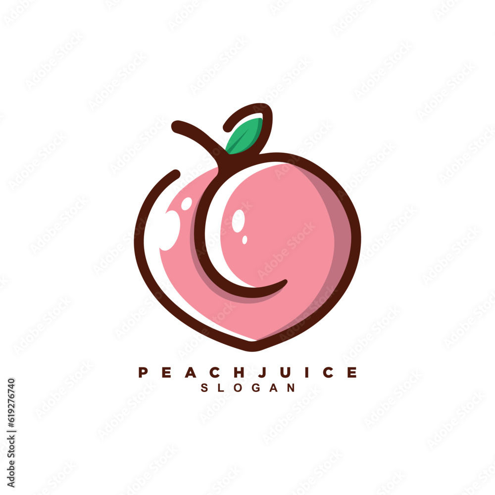 Fresh peach fruit logo design. juicy peach logo for your brand or ...
