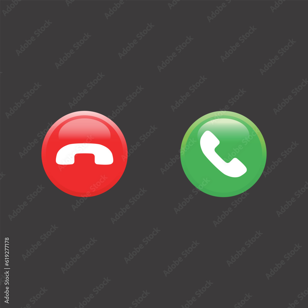 Accept and decline phone buttons vector illustration. Phone call icons ...