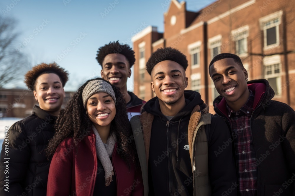 Black History Month. Group of black students from different backgrounds ...