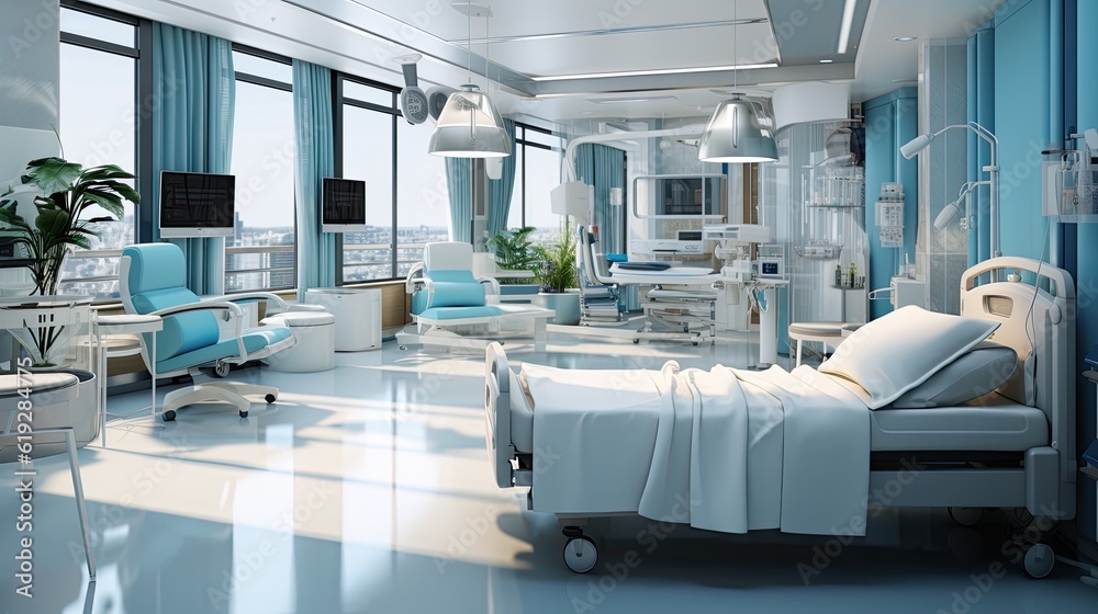 Hospital room with beds in a modern hospital.hospital room with ...