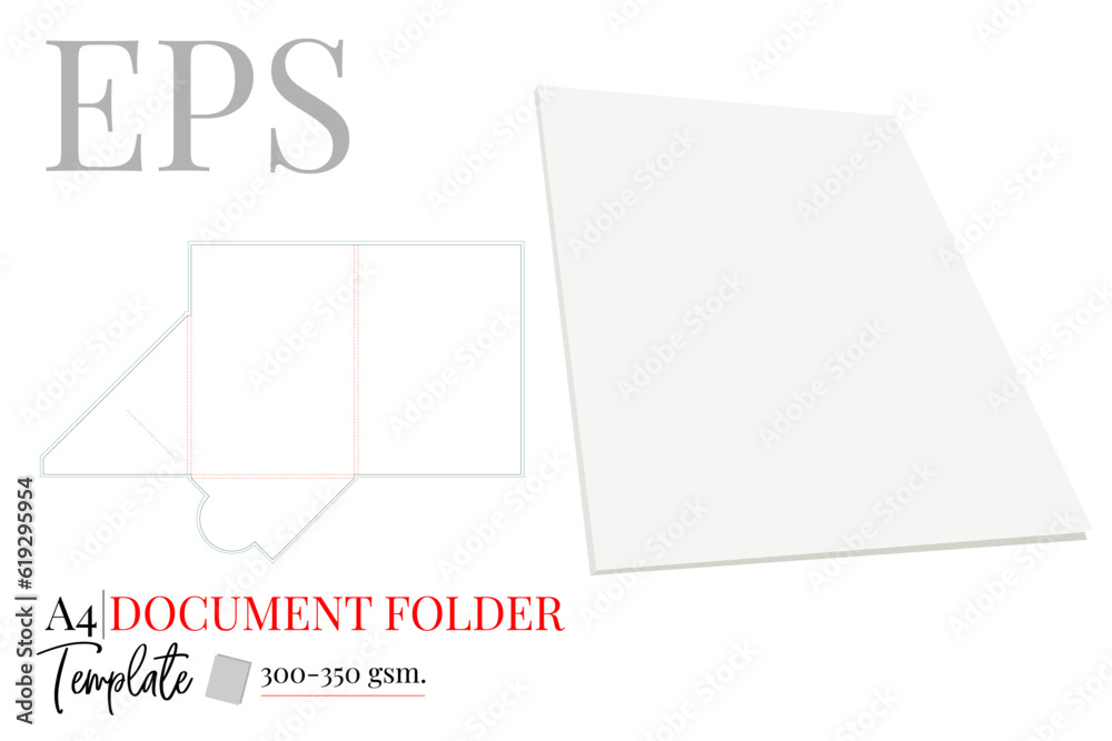 Document Folder Template A4. Vector with die cut, laser cut layers ...