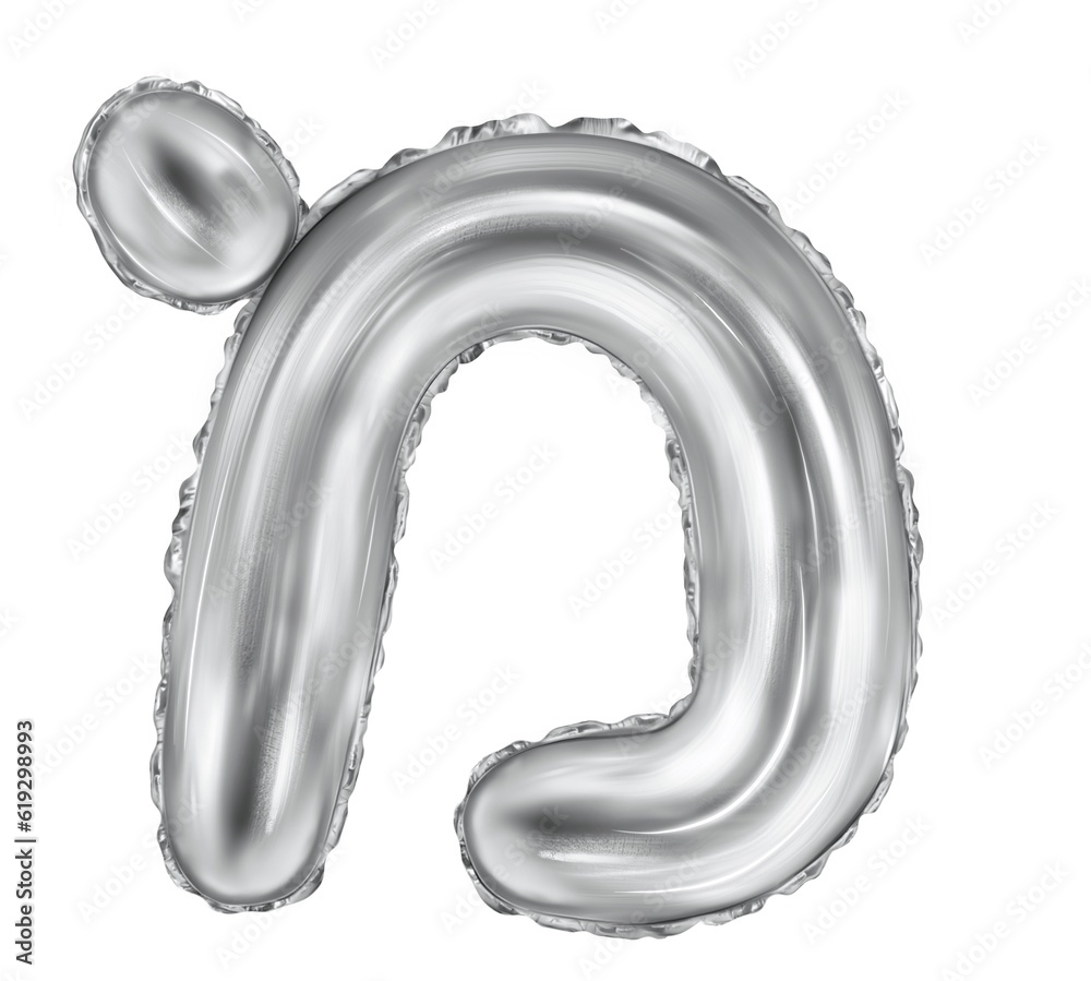 Silver foil inflatable toys font Hebrew letters balloons. 3d ...