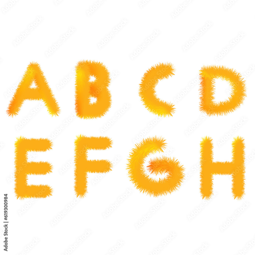 Fluffy 3d Alphabets, Fluffy Letters, Fluffy 3d Alphabets A to H, learn ...